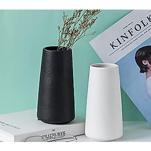 DECORPIA Premium Quality White Ceramic Vase | Modern Farmhouse bohemian Pampas Grass Flowers Bouquet for Home Décor, Desk Aesthetic Room Decor, White