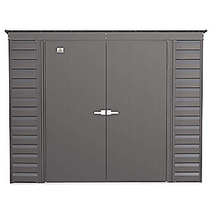 Arrow Shed Select 8' x 4' Outdoor Lockable Steel Storage Shed Building, Charcoal