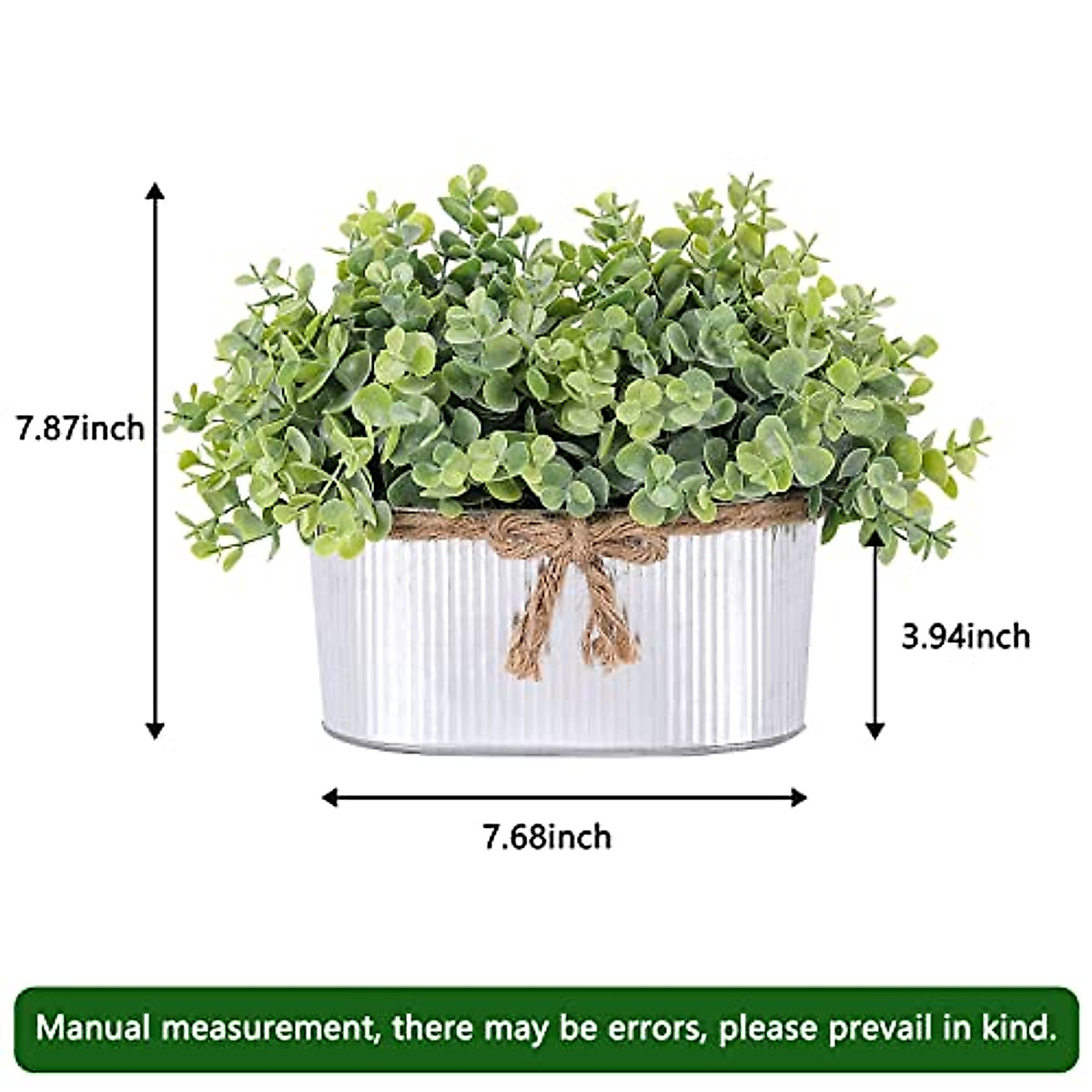 CEWOR Artificial Eucalyptus Leaves Faux Plants Desk Fake Potted Plants in Rustic Rectangular Pots Table Centerpiece for Home Decor Office Bathroom Desk Room Greenery Decor or Gift