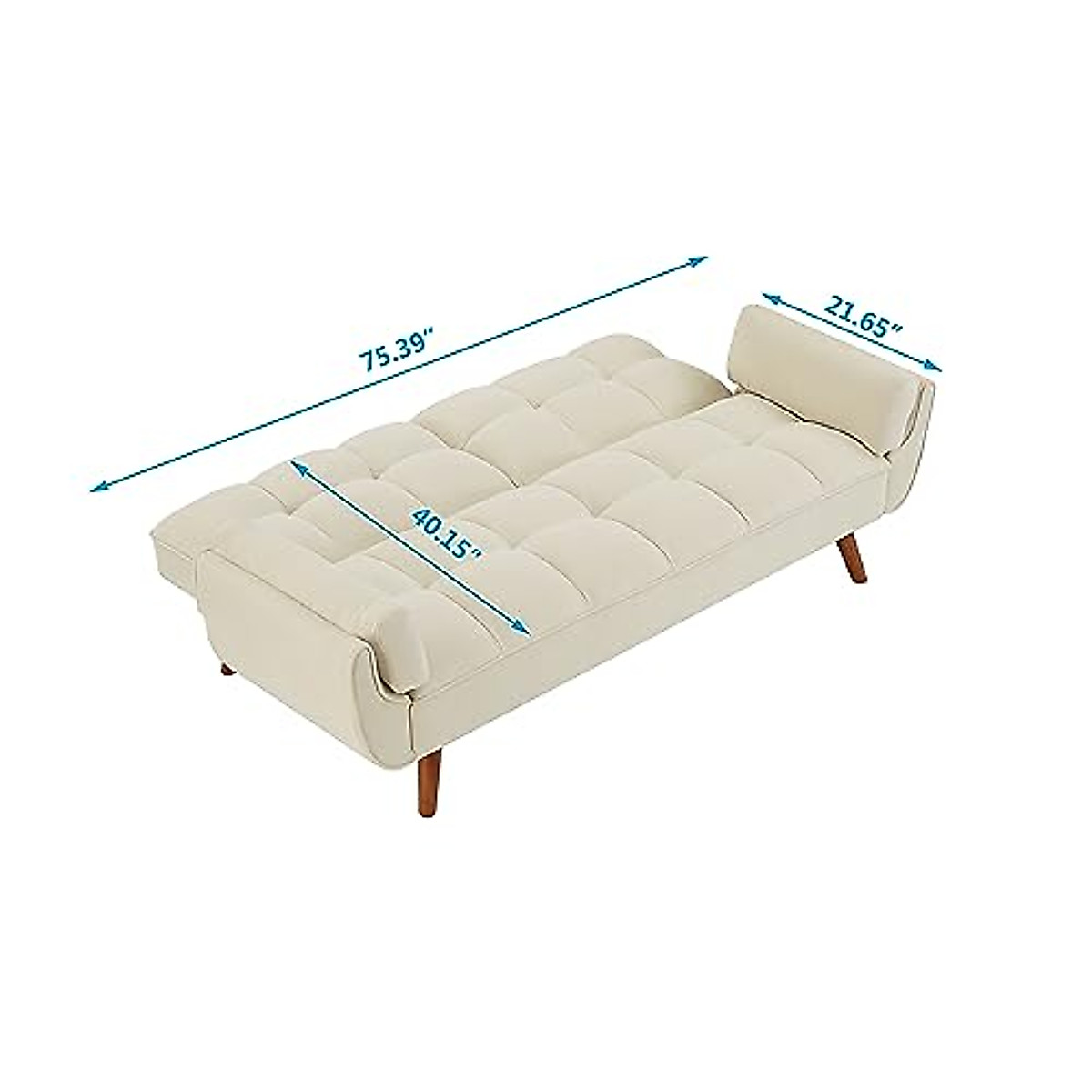 Eafurn 75" Foldable Convertible Sleeper Sofa Bed Versatile Futon Couches with Arm Pillows and Sturdy Wooden Legs, 3 Seater Tufted Linen Comfy Sofa & Couches for Living Room, Bedroom, Small Space