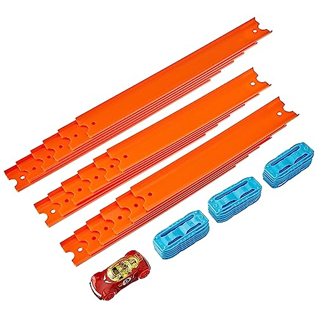 Hot Wheels Track Builder Straight Track Set, 37 Component Parts & 1:64 Scale Toy Car