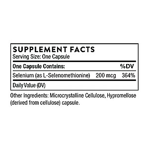 Thorne Selenium - 200 mcg Selenium Supplement for Antioxidant Support - 60 Capsules