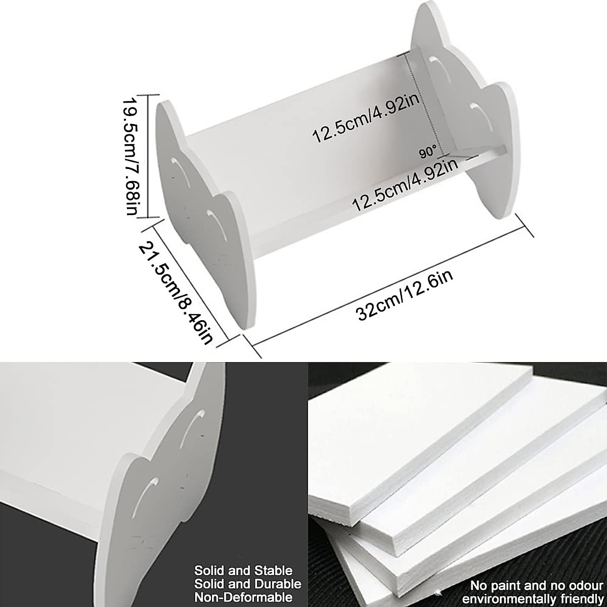 Hggzeg Kids Bookcase Small Desktop Children Bookshelf Storage Display Rack, White Book Organizer for Kids Room (White)