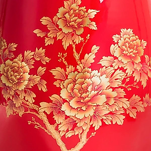 Ceramic Rice Storage Container 5KG/10KG/15KG/25KG Airtight Rice Dispenser with Lid Cereal Containers Large Rice Jar for Rice Noodles Snacks(Red,10KG)