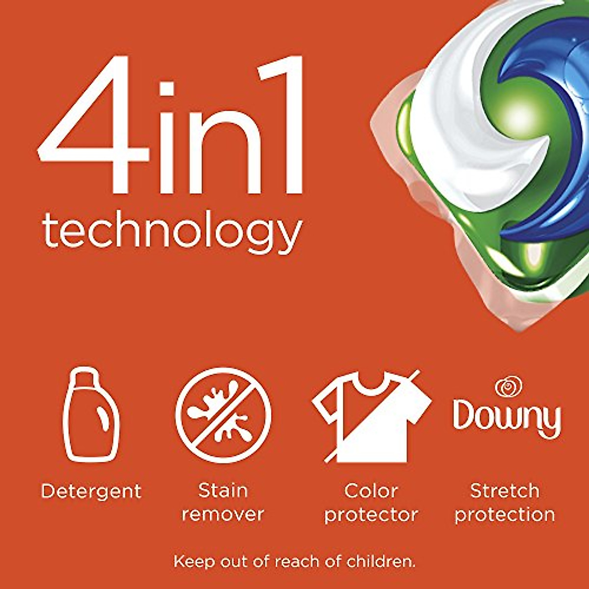 Tide PODS Plus Downy 4 in 1 HE Turbo Laundry Detergent Soap Pods, April Fresh Scent, 61 Count Tub - Packaging May Vary