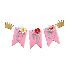 ifundom Girl High Chair High Chair Decoration Baby Birthday Decor Bunting Garland One Birthday Party Banner One Birthday Highchair Garland 1st Birthday Ribbon Baby Girl Three-dimensional