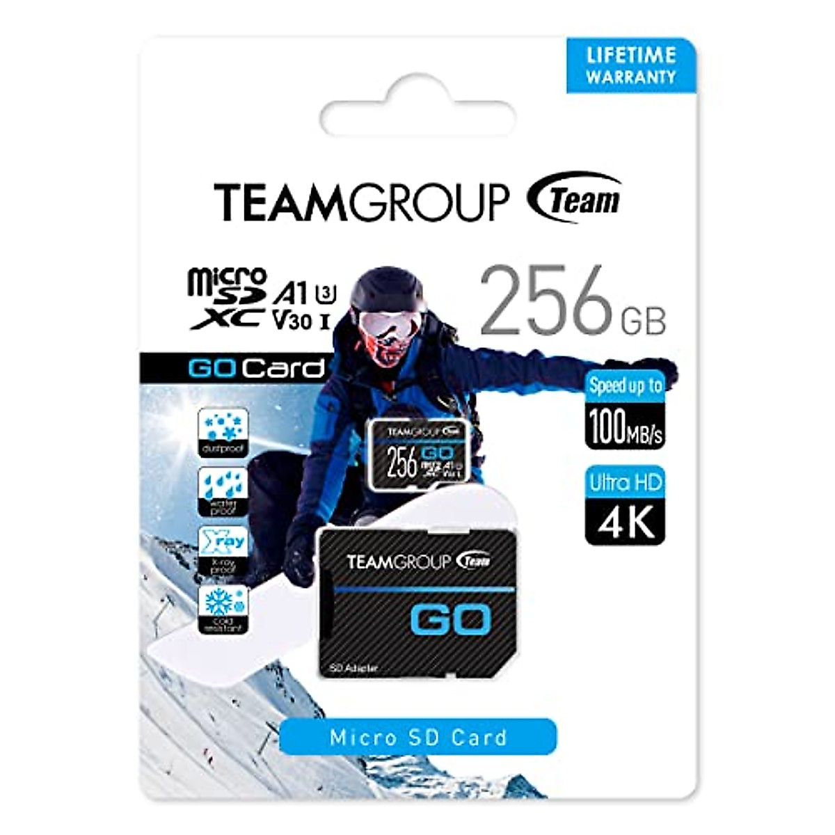 TEAMGROUP GO Card 256GB x 2 PACK Micro SDXC UHS-I U3 V30 4K for GoPro & Drone & Action Cameras High Speed Flash Memory Card with Adapter for Outdoor Sports, 4K Shooting, Nintendo-Switch TGUSDX256GU364