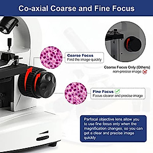 LaMula-Optics Microscope for Adults Kids Students, 100X-2000X Microscopes,Metal-Body Dual LED Illumination, Biological Compound Monocular Microscope Kit for School Lab, Home Education w/Phone Adapter