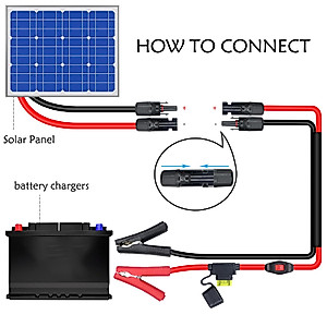 RIIEYOCA 14AWG Battery Alligator Crocodile Clip to Solar Connector Extension Cable,Solar Adapter to Alligator Clips Charging Cable with Switch and Fuse(1.5M)