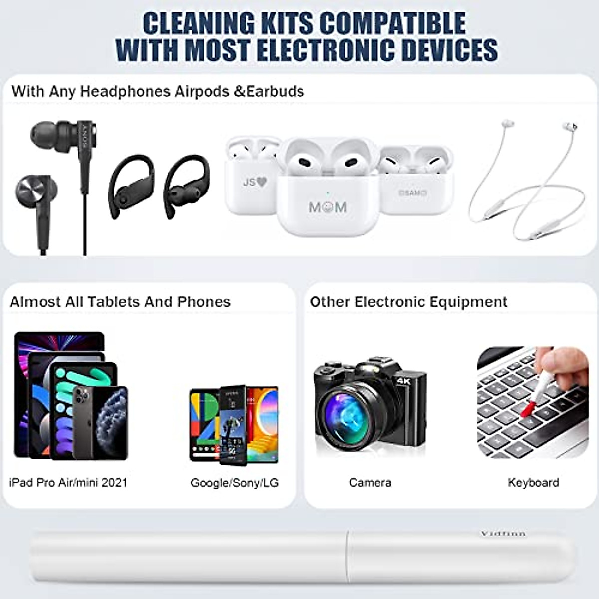 Airpod Pro Cleaning Pen with Charging Case, Earbuds Cleaner Kit with Soft Brush,with Multi Function for Earphones, Camera,Mobile Phone, Computer Keyboard