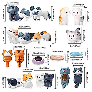 Jetec 19 Pieces Cute Miniature Garden Cats Landscape Lovely Mini Cats Figurines Fairy Garden Home Animals Kitten Adorable Mini Terrarium Figurine Ornament for Home Garden Decor Ornament Supplies