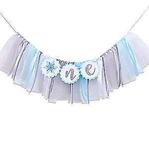 Winter Onederland High Chair Banner for 1st Birthday - Blue Frozen 1st Brithday Banner, Winter Wonederland Decorations Girl, Snow Flake High Chair Tutu, Winter First Birthday Decorations