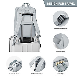 GOLF SUPAGS Travel Laptop Backpack for Women Anti Theft Slim Durable College Bookbag Business Computer Bag Fit 17 Inch Notebook (Pale Grey, 17 Inch)