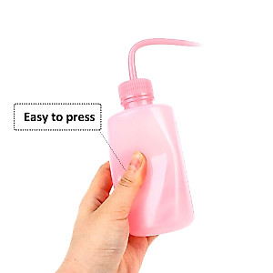 500ML 4PC Plastic Squeeze Bottle Safety Rinse Bottle Wash Bottle Squeeze Watering Can Water Squirt Irrigation Bottle Tattoo Wash Bottle for 500ML Medical Lab, Tattoo Supplies, White+Black+Green+Red