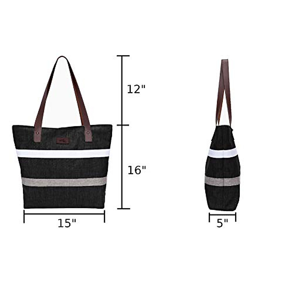 Aleah Wear Shoulder Tote Bag Purse Top Handle Satchel Handbag For Women Work School Travel Business Shopping Casual (Black) Upgraded