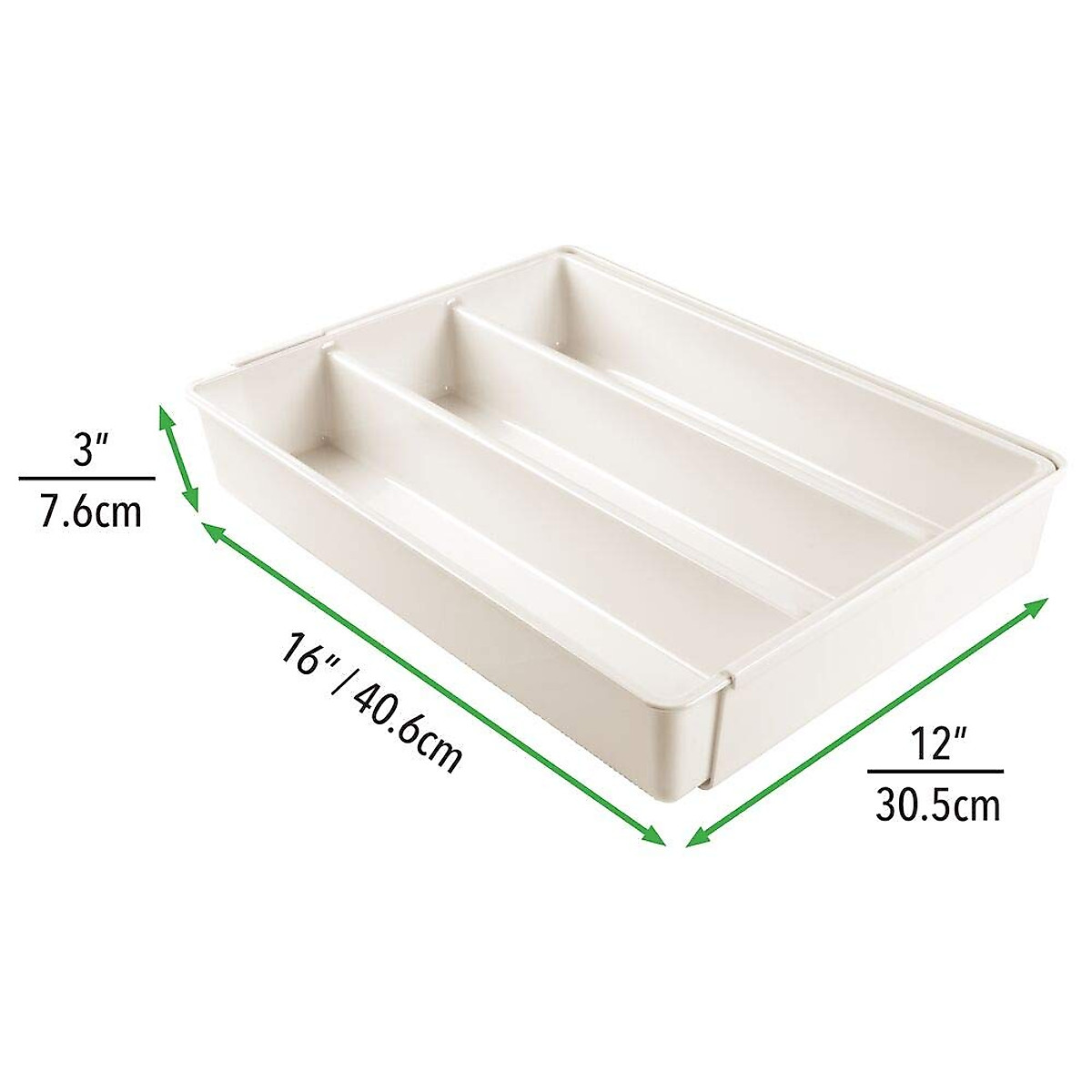 mDesign Adjustable, Expandable 4 Compartment Kitchen Cabinet Drawer Organizer - Divided Sections for Cutlery, Serving Spoons, Cooking Utensils, Gadgets - BPA Free, Food Safe - 2 Pack - Cream/Beige
