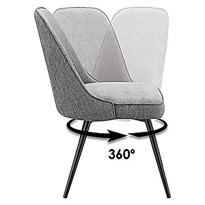 OSP Home Furnishings Martel Swivel Chair with Padded Seat and Black Legs for Dining or Home Office Use, Charcoal Herringbone Fabric