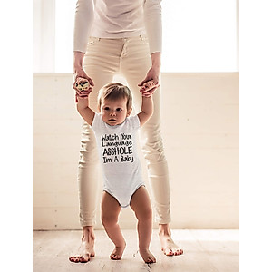 CBTwear Watch Your Language I’m a Baby - Baby Bodysuit Adorable Romper Clothing Cute Boy Girl Unisex (6 Months, Heather Grey)