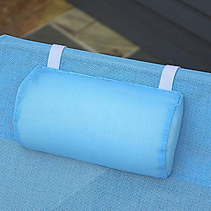 Outsunny Folding Chaise Lounge Pool Chairs, Outdoor Sun Tanning Chairs with Pillow, Reclining Back, Steel Frame & Breathable Mesh for Beach, Yard, Patio, Blue