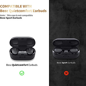 WQNIDE Case for Bose QuietComfort Earbuds, Soft and Flexible Silicone Scratch/Shock Resistant Cover for True Wireless Bluetooth Earphones with Carabiner (Black)