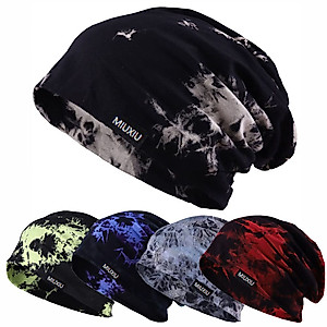 MIUXIU Mens Slouchy Beanie Hat Thin Baggy Summer Skull Cap Knit Hat (Black)