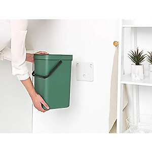 Brabantia Sort & Go Kitchen Recycling Can (3.2 Gal/Fir Green) Stackable Waste Organiser with Handle & Removable Lid, Easy Clean, Fixtures Included for Wall/Cupboard Mounting