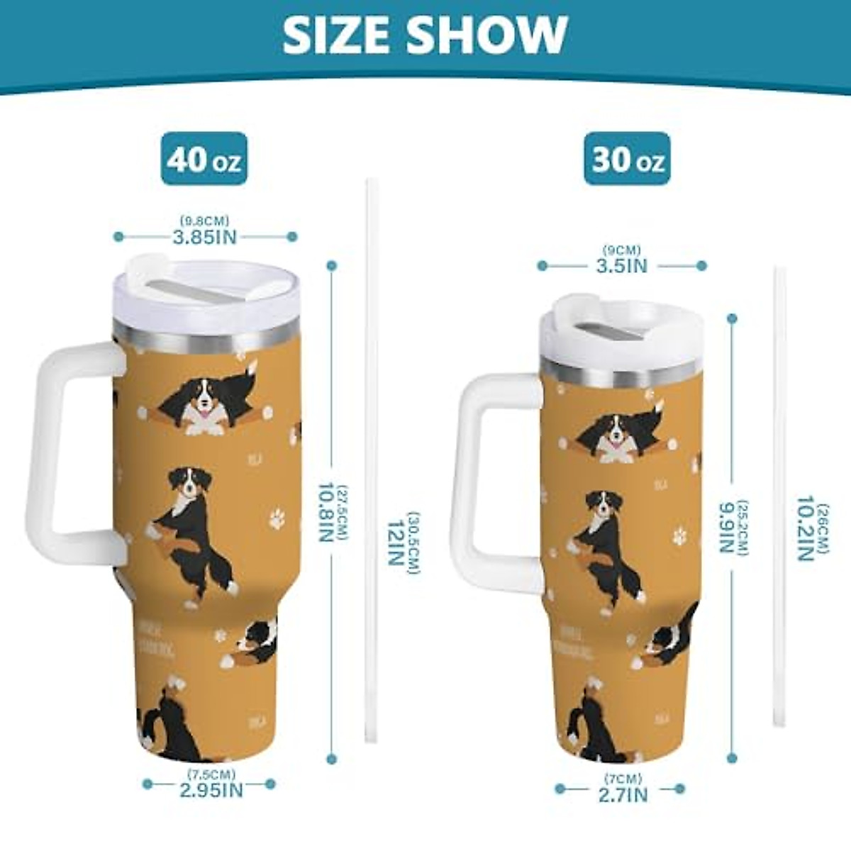 RPLIFE Cute Dogs Coffee Tumbler, Stainless Water Bottle, Insulated Coffee Cups with Lids, Coffee Tumbler for Women
