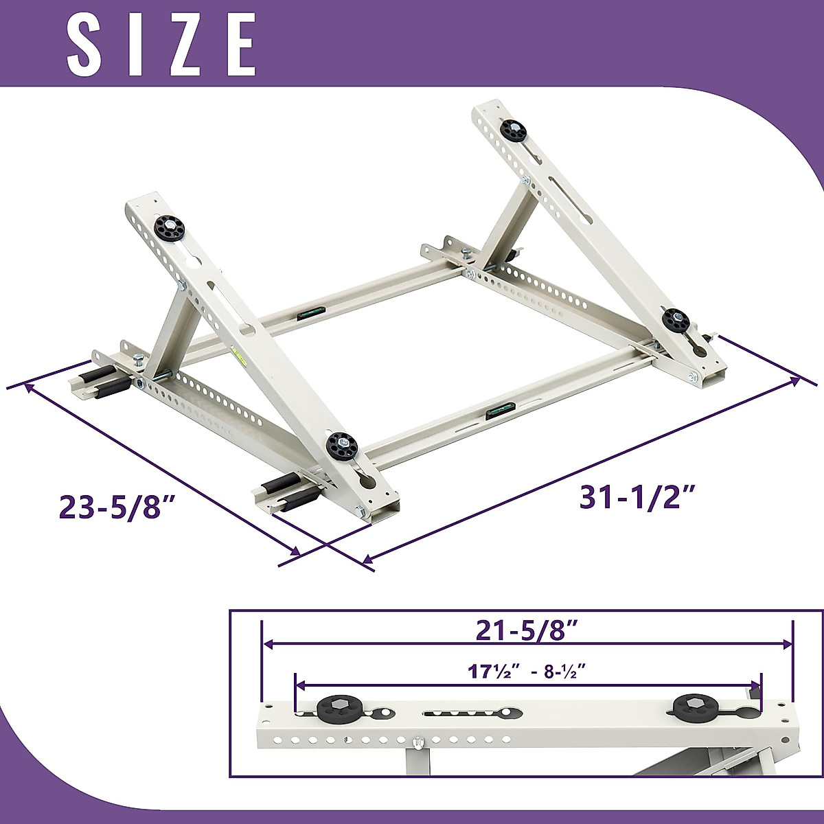 Mxclimate Roof Mounting Air Conditioner Bracket,Rooftop Support Bracket for Out Ductless Mini Split Condenser Heat Pumps & HVAC Systems,Universal,24000 Btu AC Units,Heavy Duty Support up to 330 Lbs