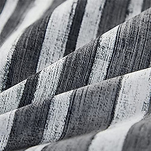 KAKIJUMN 7 Piece Bed in a Bag Stripe Comforter Set Full Size, White Grey Black Patchwork Striped Comforter and Sheet Set, All Season Soft Microfiber Complete Bedding Sets(Grey,Full)