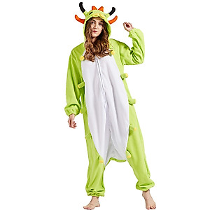 DarkCom Onesie Pajamas Adult Animal Halloween Costume Caterpillar Cosplay One Piece Unisex Homewear Polar Fleece Sleepwear Medium