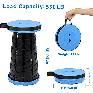 VOLIXOD Foldable Telescoping Stool Portable, Retractable Stool for Adults, Upgraded Collapsible Folding Seats with Load Capacity 550lbs, Camping Stools for Adults