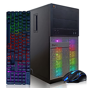 Dell RGB Gaming PC Desktop Computer - Intel Quad I7-4770 up to 3.9GHz, Radeon RX 580 8G GDDR5, 16GB Memory, 256G SSD + 3TB, RGB Keyboard & Mouse, WiFi & Bluetooth 5.0, Win 10 Pro (Renewed)