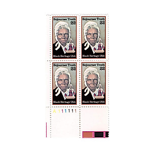 SOJOURNER TRUTH ~ ABOLITIONIST ~ BLACK HERITAGE #2203 Plate Block of 4 x 22¢ US Postage Stamps