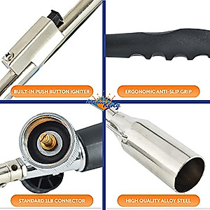 Flame King Propane Gas Blow Torch 20,000 BTU w/Self Igniter, Fire and Charcoal Starter, Weed Burner and more