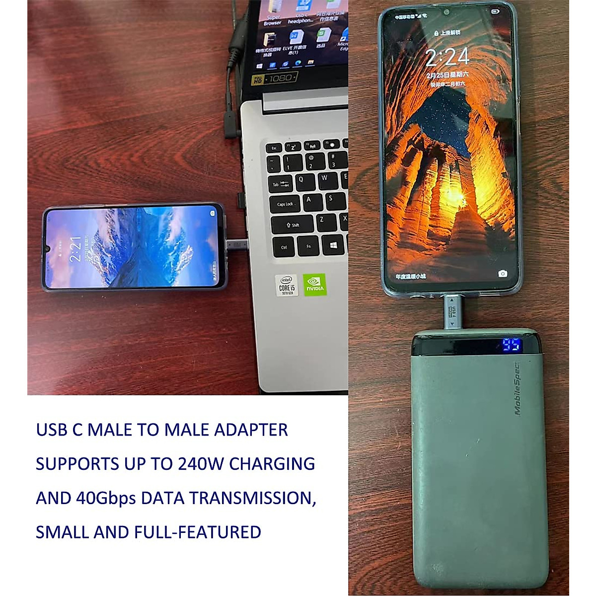 240W USB C Adapter,USB C Female to USB C Female Coupler,USB C Male to USB C Male,USB C Male to USB C Female Extender,USB4 Type C 40Gbps 8K Video for MacBook,Thunderbolt 4/3 Type C Devices(3Pack)