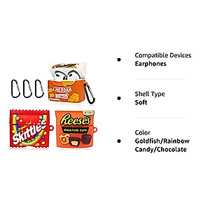 3Pack WQNIDE for Airpods 3rd Generation Case, Funny Food Goldfish Rainbow Candy Chocolate Protective Cover, Kawaii Cartoon Soft Silicone Design for Women Men Girls Apple AirPod 3 Cases with Keychain