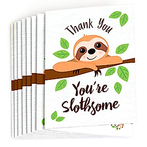 Big Dot of Happiness Let's Hang - Sloth - Baby Shower or Birthday Party Thank You Cards (8 count)