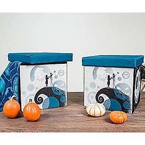 Disney The Nightmare Before Christmas Jack & Sally 15-Inch Storage Bin Cube Organizers, Set of 2 | Fabric Basket Container, Cubby Closet Organizer, Home Decor for Playroom | Gifts and Collectibles