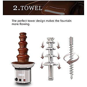 NEWTRY 6 Tiers Stainless Steel Chocolate Fondue Fountain Machine 13.23lbs Capacity 86~230℉Adjustable For Home Party Restaurant (110V)