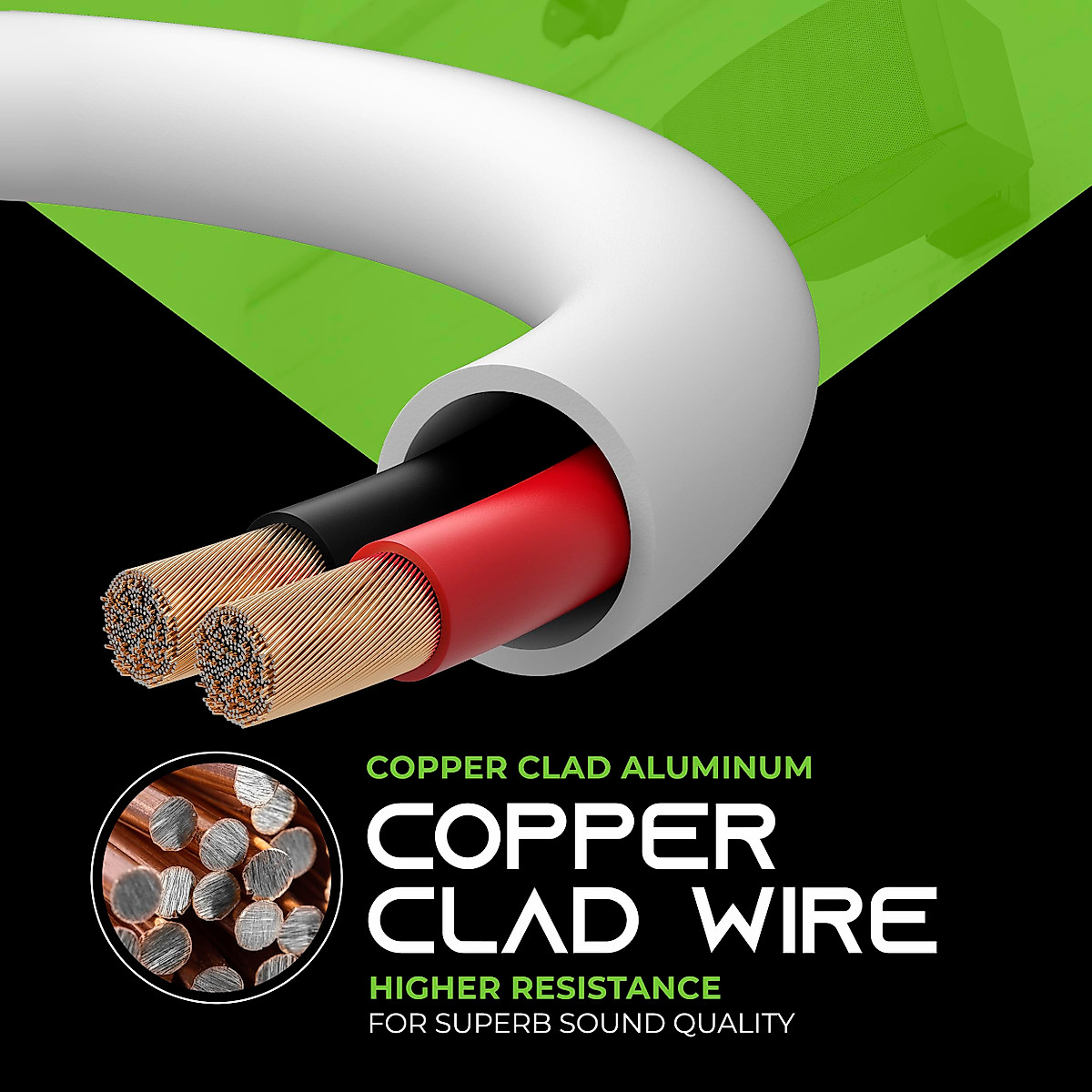 GearIT 16/2 Speaker Wire (100 Feet) 16 Gauge (Copper Clad Aluminum) - Fire Safety in Wall Rated Audio Speaker Wire Cable / CL2 Rated / 2 Conductors - CCA, 100ft