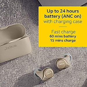 Jabra Elite 75t – True Wireless Earbuds with Charging Case, Gold Beige – Active Noise Cancelling Bluetooth with a Comfortable, Secure Fit, Long Battery Life, Great Sound