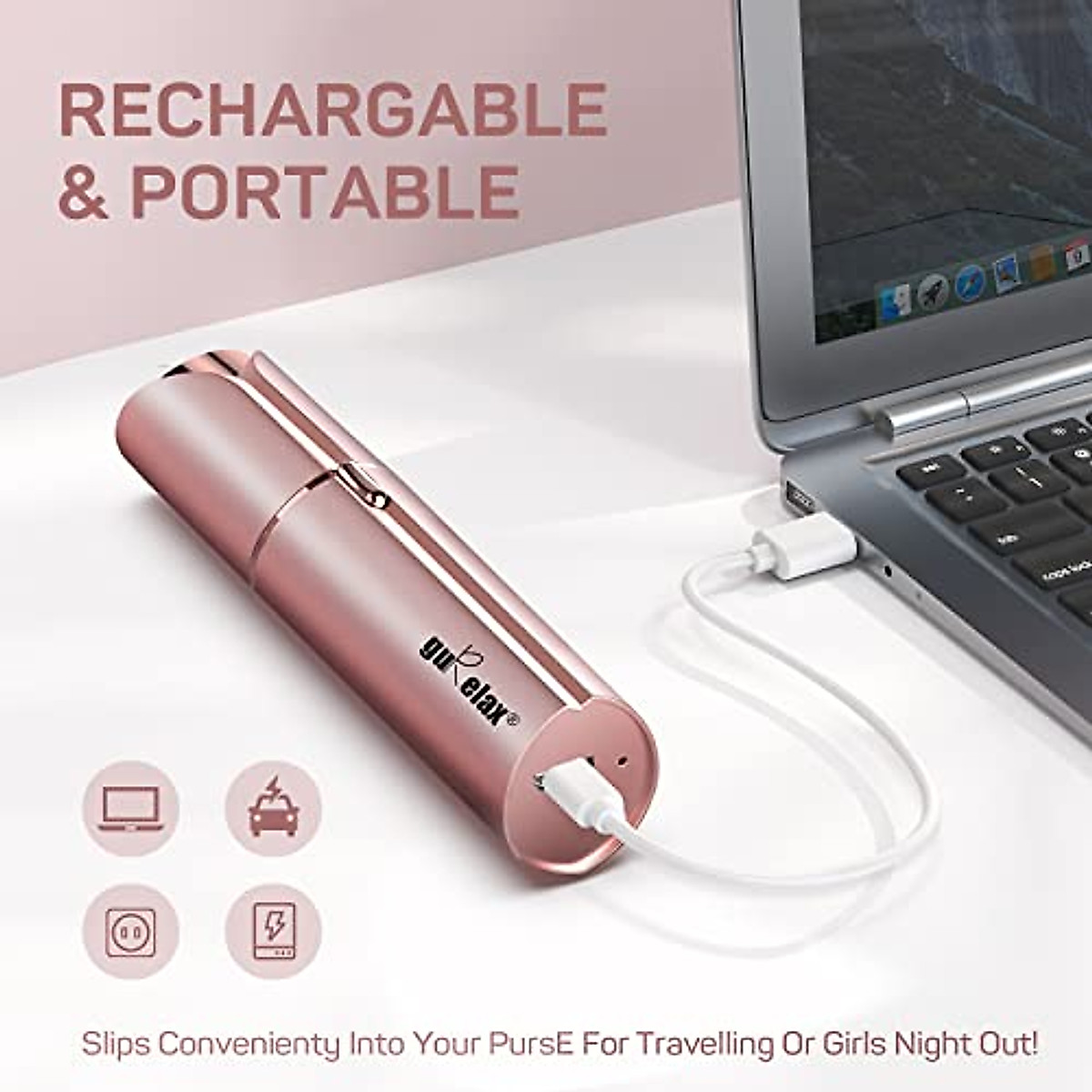 Facial Hair Removal for Women(Luxury), Hair Removal Device, GURELAX Womens Facial Hair Remover, Best Face Razors/Trimmer/Electric Shaver for Chin/Upper Lip/Peach Fuzz, Included 2 x Replacement Heads