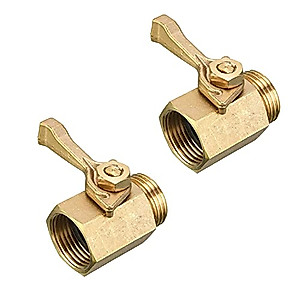 Hourleey Brass Garden Hose Shut Off Valve, 2 Pack with 2 Hose Washers Heavy Duty 3/4 Inch Solid Brass Garden Hose Shut Off Valve with 2 Extra Rubber Washers