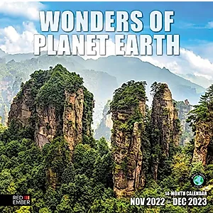 RED EMBER Wonders of Planet Earth 2023 Hangable Monthly Wall Calendar | 12" x 24" Open | Thick & Sturdy Paper | Giftable | Absolutely Astounding