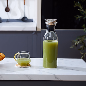 Karafu Glass Carafe with Lid, 50 Ounces Borosilicate Drip-free Glass Pitcher for Hot/Cold Water, Ice Tea and Juice Beverage