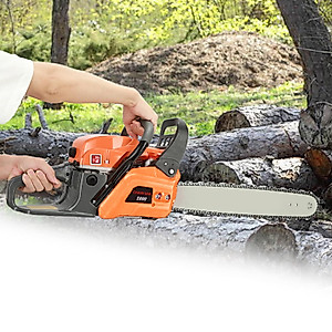 Gas Chainsaw 58CC Power Chain Saw 20 Inch Guide Board Chain Saws Handheld Cordless Petrol Chain Saws for Trees Gas Powered Farm, Ranch & Garden Tools (Orange)