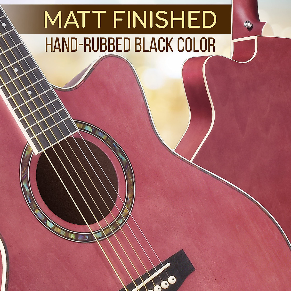 PyleUsa Beginners 6-String Acoustic Guitar-36 Cutaway Body with Accessory Kit (Purple), Left, (PGA550CAPU.5)