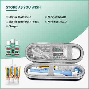 Yinke Hard Travel Case for Oral-B/Oral-B Pro 1000 1500 5000 7000 6000 9600 Smartseries/Philips Sonicare 4100 6100 5100 6500 7500/iO Series 4 7 8 9 Electric Toothbrush, EVA Protective Storage Bag