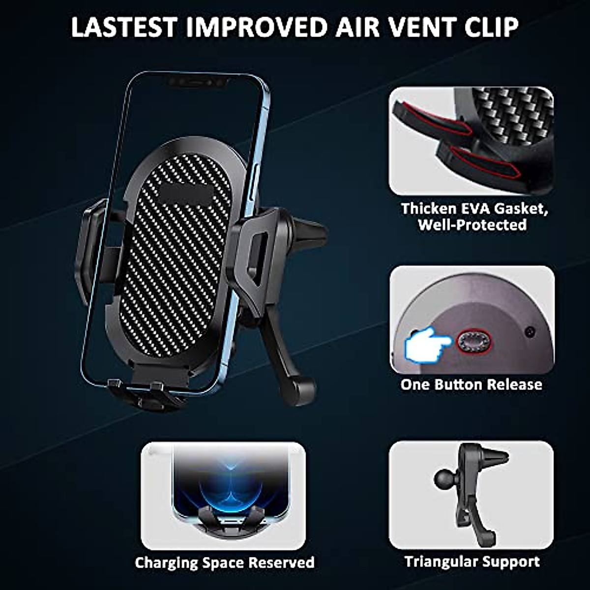 Qidoe Phone Mount for Car, Car Phone Holder Mount Universal Hands-Free 4 in 1 Cell Phone Holder for Car Dashboard/Air Vent/Desk/Windshield Car Phone Mount for All Smartphones Even with Thick Case