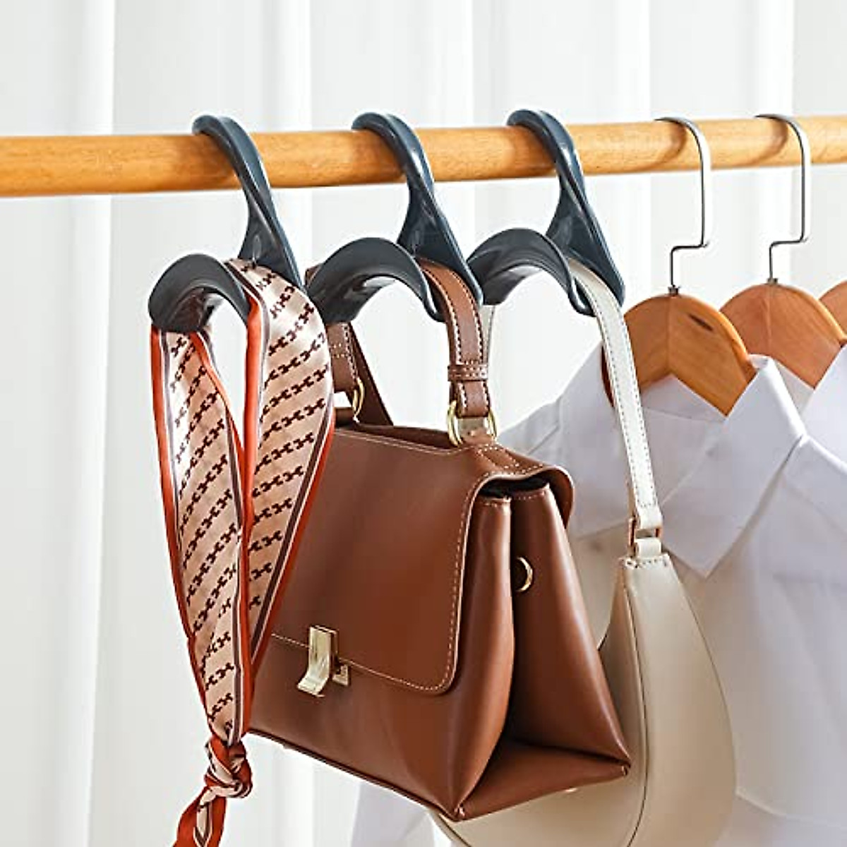 Fydun 5Pcs Purse Door Hanger Bag Arc Closet Hanger Hook for Satchel Coat Haversack Belt StorageWhite for Home Use, Multifunctional Accessory (Grey)